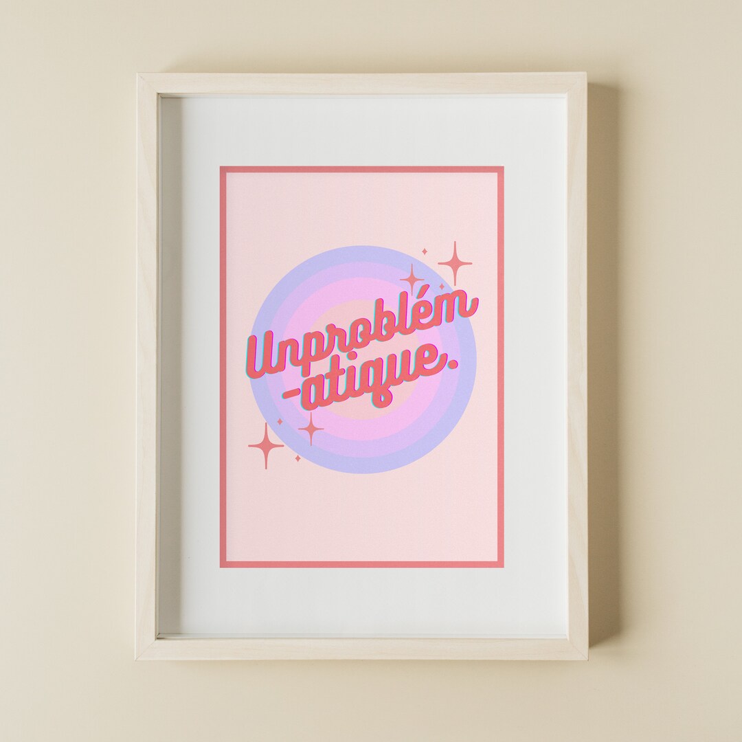 Unproblématique Pink Aesthetic Art Print | Colourful Aura Modern Poster ...