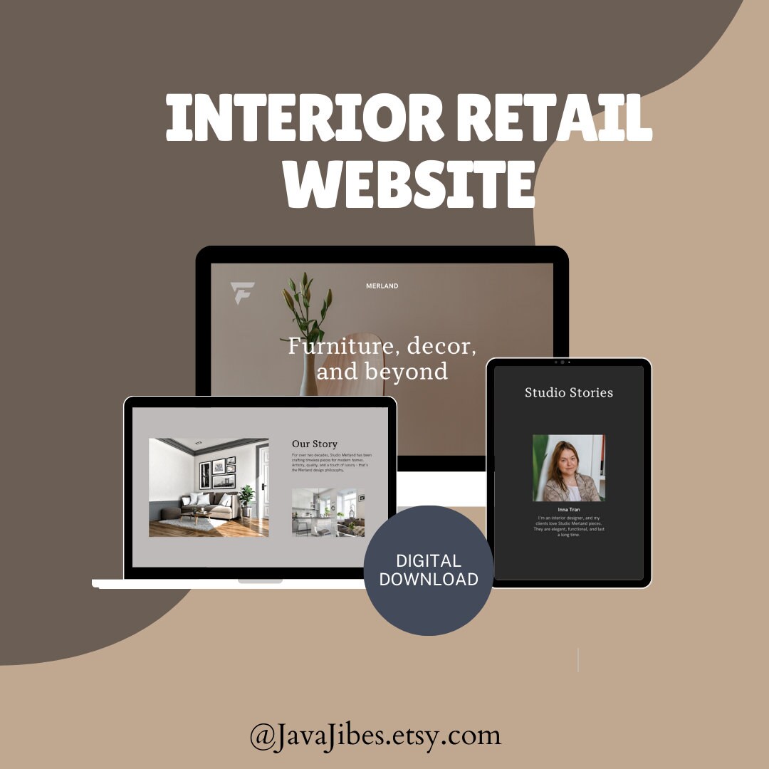Interior Retail Website, Digital Product, Photoshop Template, Editable ...