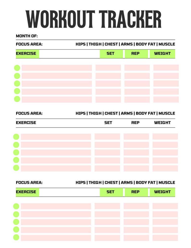 Workout Tracker Planner, Digital Product, Digital Website, Editable ...