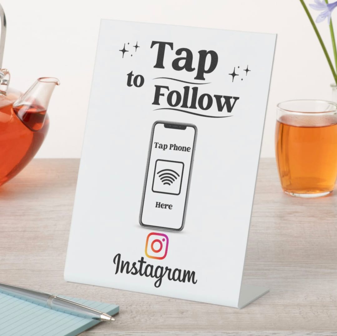 Tap to Follow Instagram Sign; Scan to Follow Sign, Small Business Sign ...
