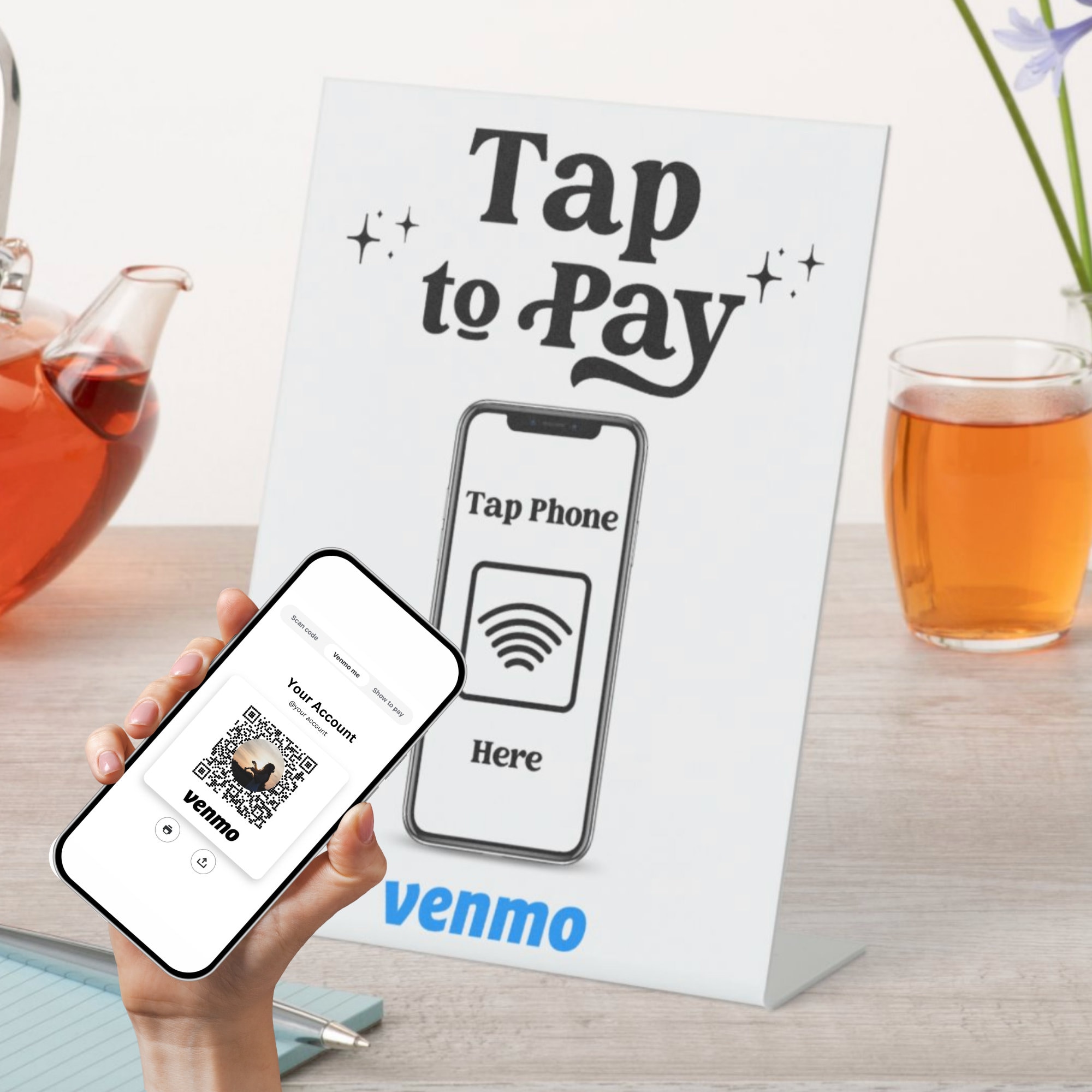 Venmo Tap to Pay Sign; Scan to Pay Sign, Scan to Venmo Sign, Small ...