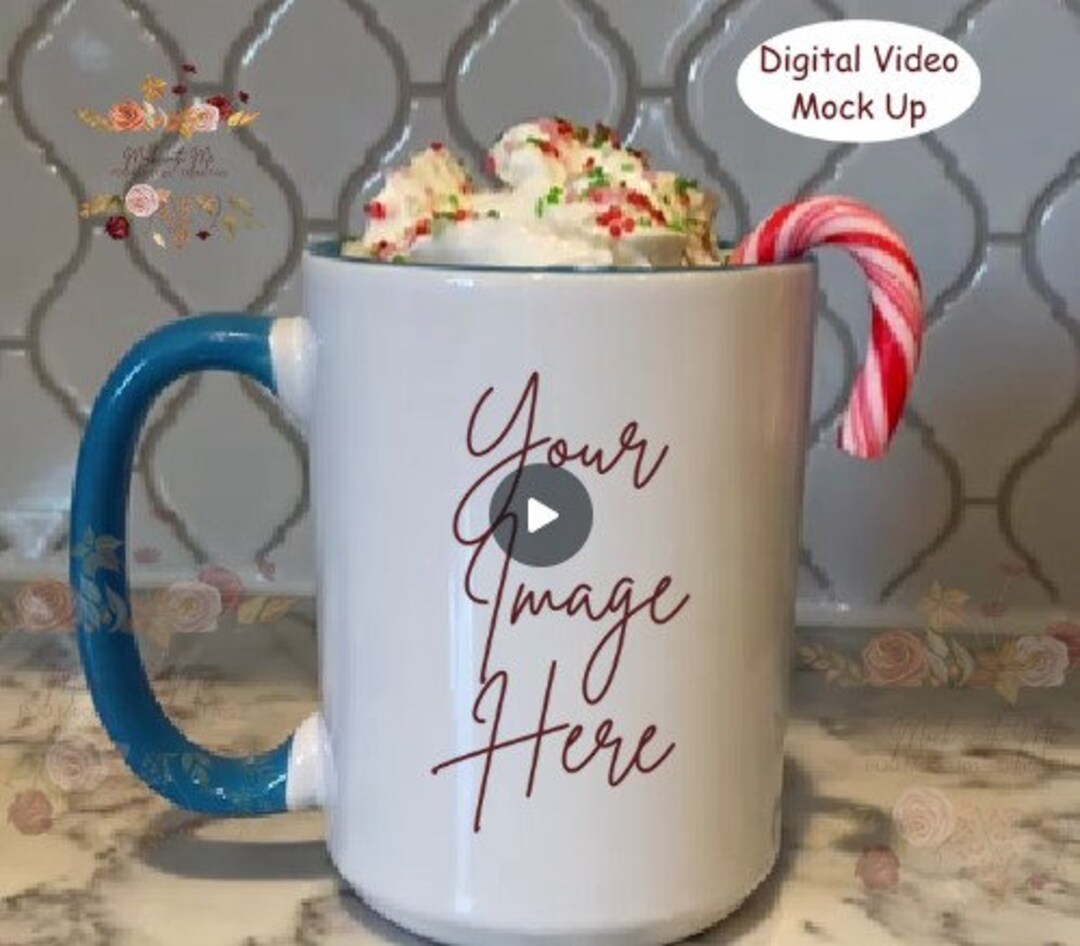 Light Blue Handle and Inside Coffee Mug 15oz Mock up Video- Pod Mock up ...