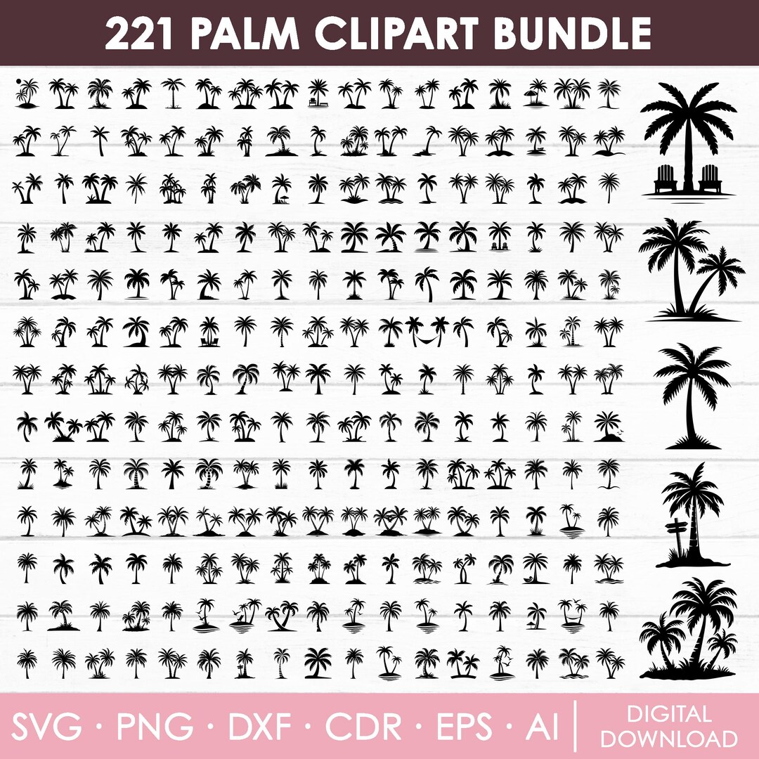 Palm Tree Svg Bundle, Palm Tree Clipart, Palm Svg, Palm Trees Svg ...