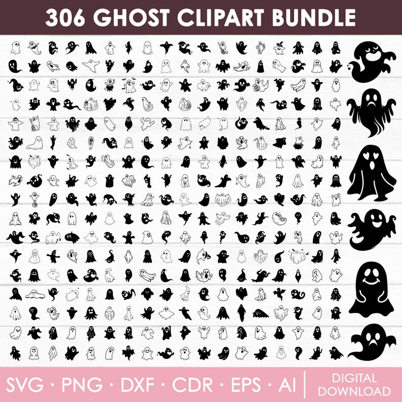 Ghost Svg Bundle, Ghost Clipart, Ghost Outline, Ghost Silhouette, Ghost ...