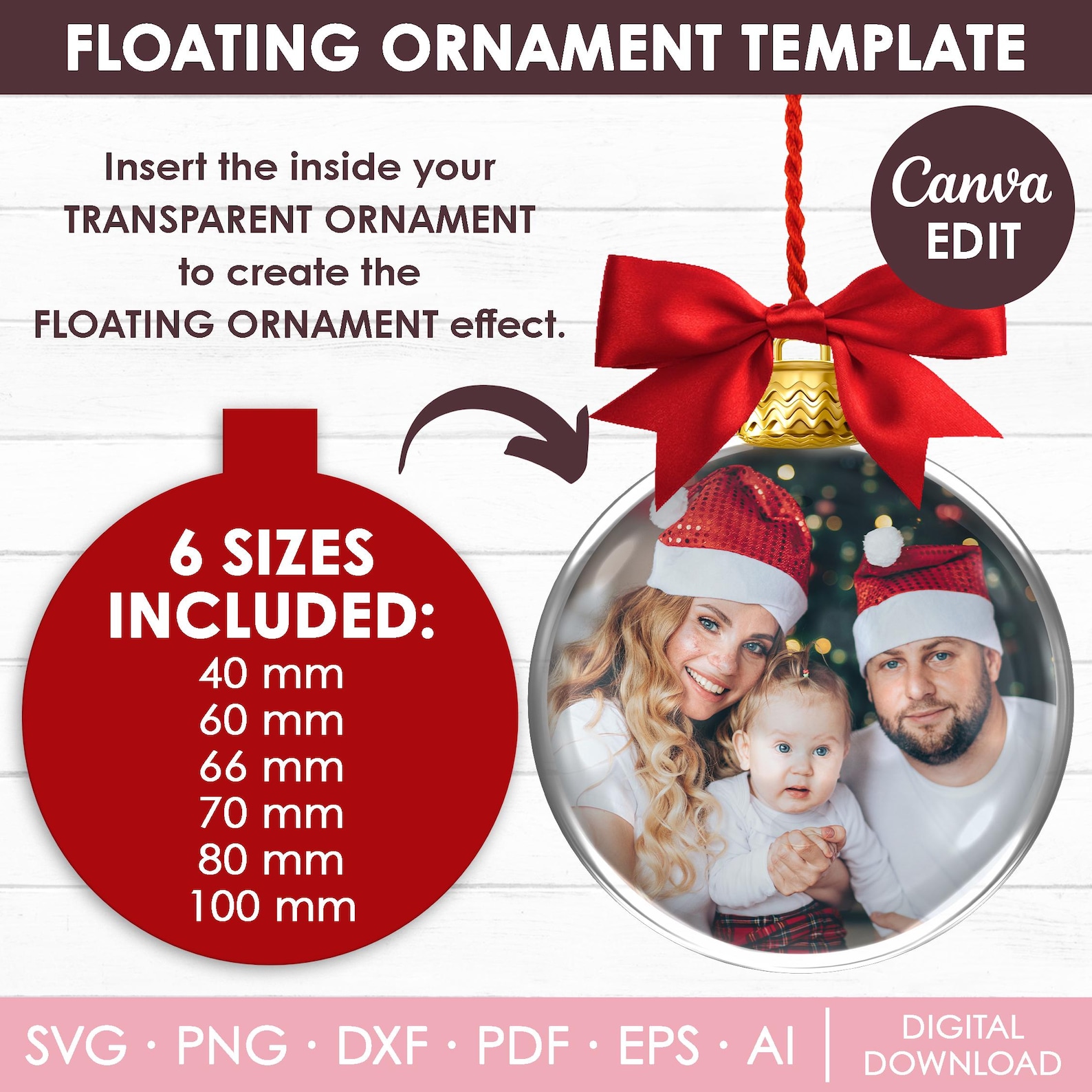 Floating Ornament Svg, Transparent Ornament Template Svg, Plastic ...