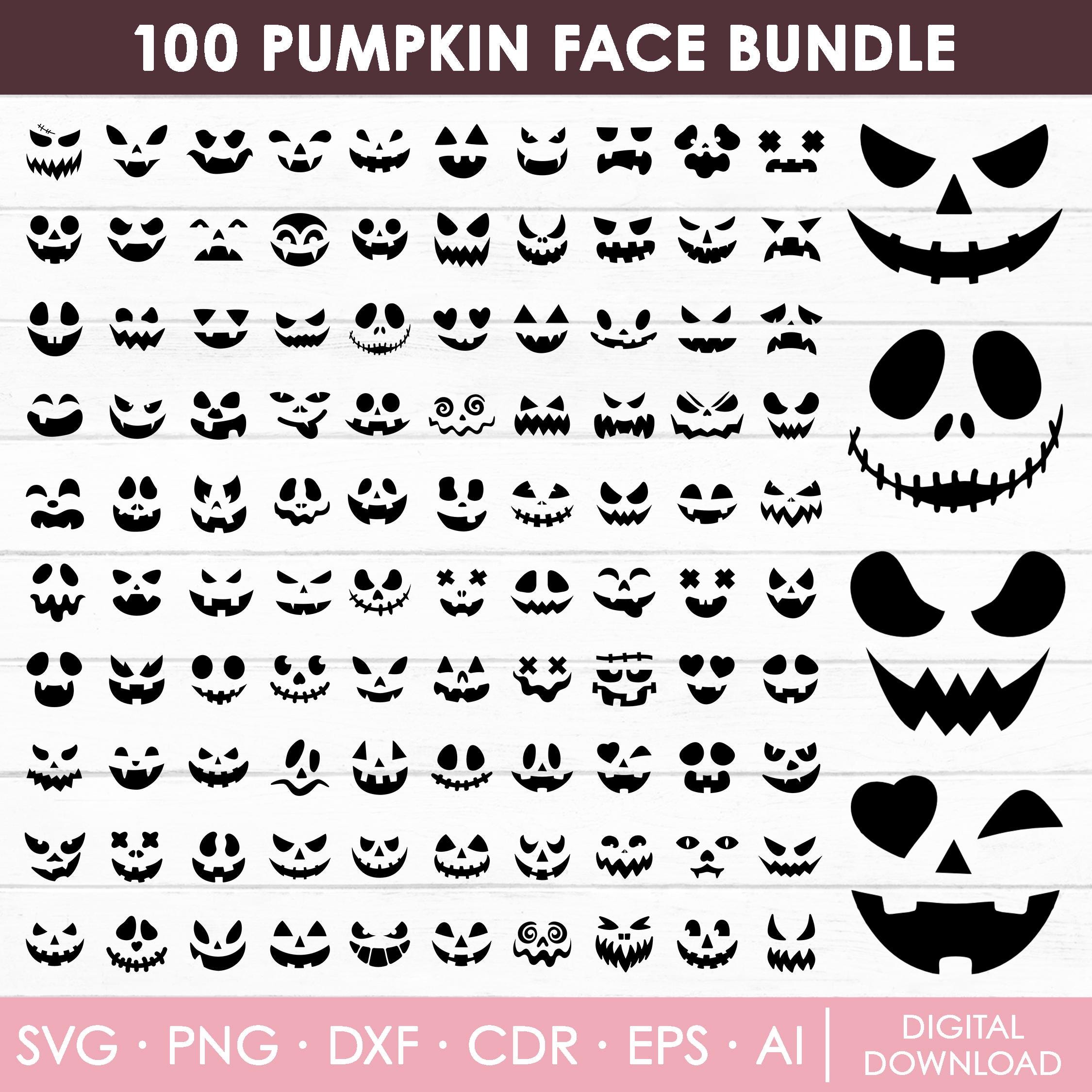 Pumpkin Face Svg, Jack O Lantern Faces, Halloween Pumpkins Faces ...