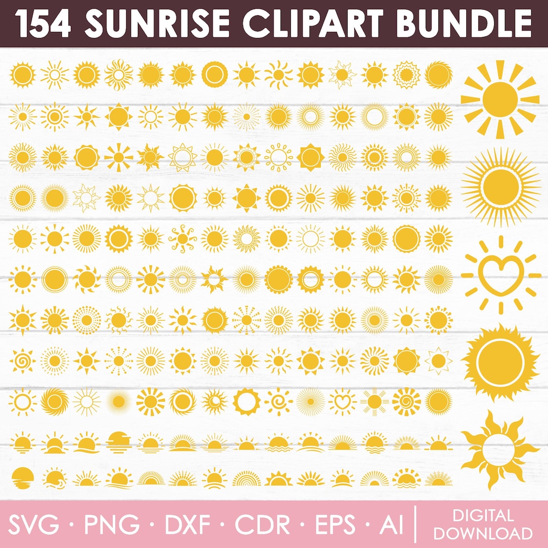 Sun Svg, Sunrise Svg, Sunset Svg, Sunshine Svg, Sunrise Clipart, Summer ...
