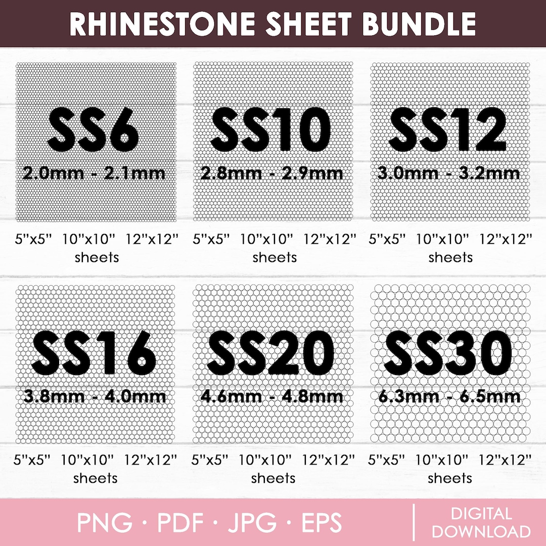 Rhinestone Honeycomb Sheet Bundle, SS6, SS10, SS12, SS16, SS20, SS30, Blank Rhinestone Pattern ...