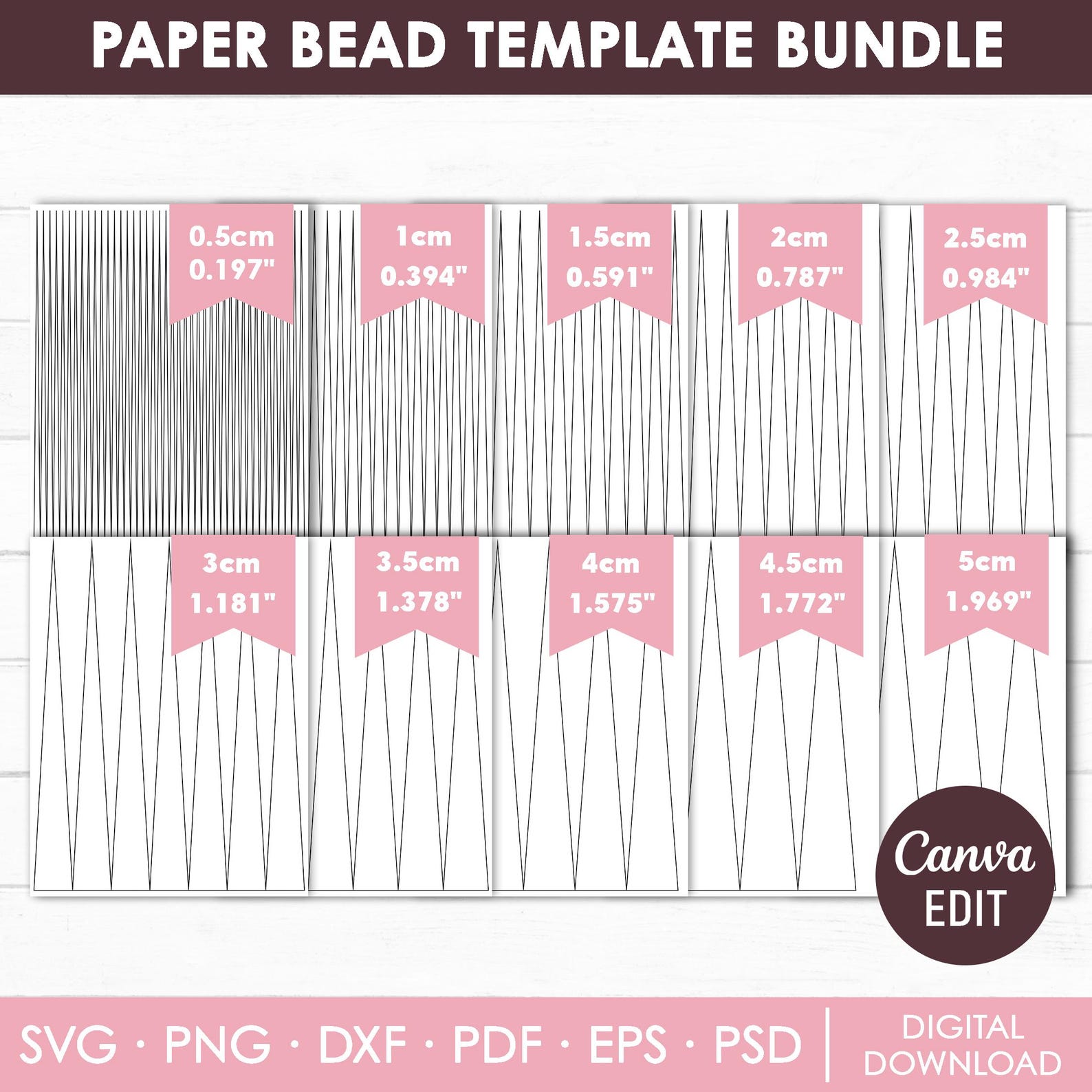 Paper Bead Template, Paper Bead Strips Template, Paper Beading Blank ...