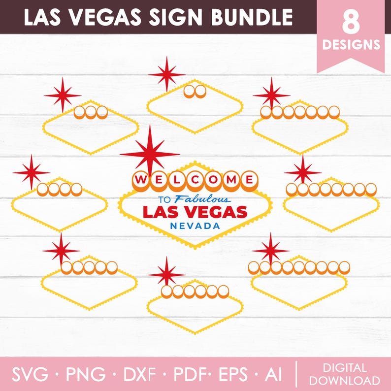 Las Vegas Sign Bundle Svg, Las Vegas Svg, Cut Files, Transparent ...