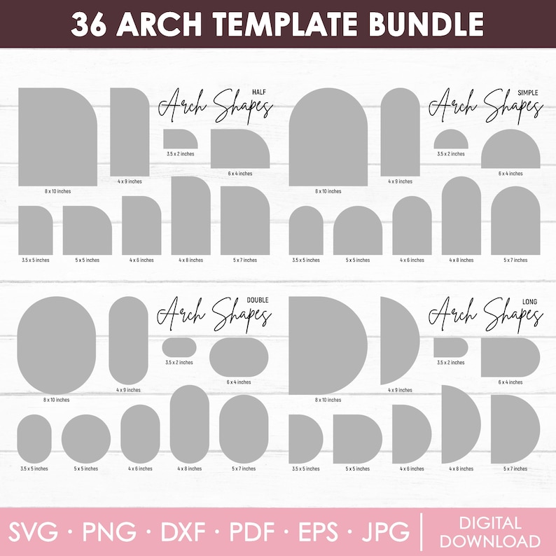 Arch Svg Bundle, Arch Wedding Invitation Template, Boho Chiara Arch Svg ...