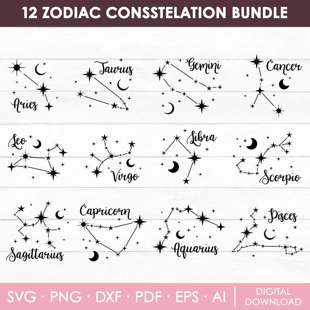 Star Zodiac Constellation Svg, Zodiac Svg, Horoscope Svg, Star ...