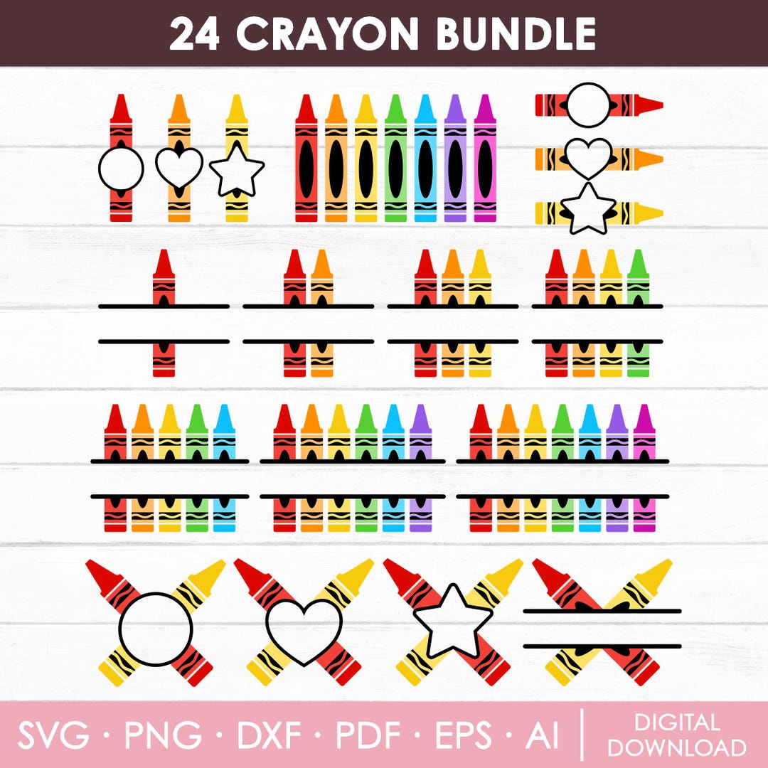 Crayon Split Monogram Svg, Crayon Svg, Teacher Svg, Crayon Wrapper Svg ...