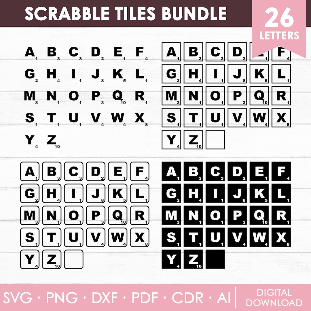 Scrabble Tiles Svg, Alphabet Letter Tiles, Scrabble Tiles Cut Files ...
