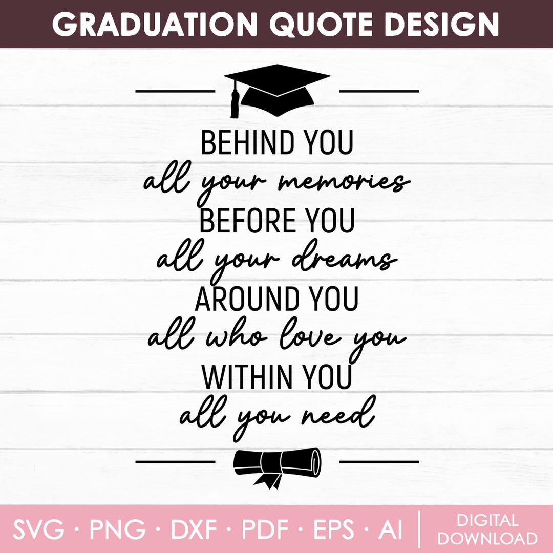 Behind You All Your Memories Svg, Graduation Quote, Graduation Svg, Graduation Party Decor ...