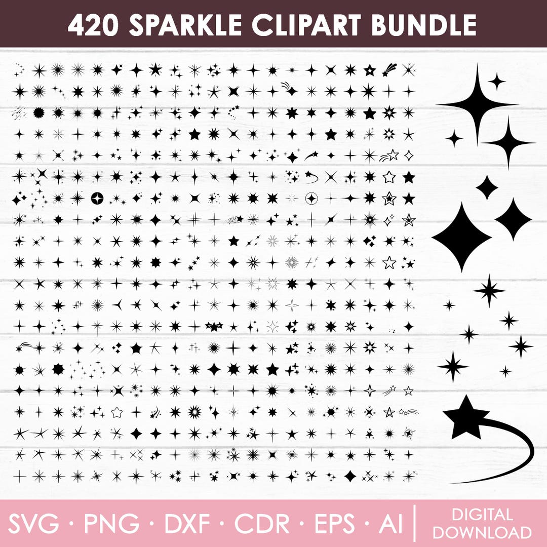 Sparkle Svg Bundle, Sparkle Png Bundle, Sparkle Clipart, Sparkle Star Svg, Sparkle Silhouette ...