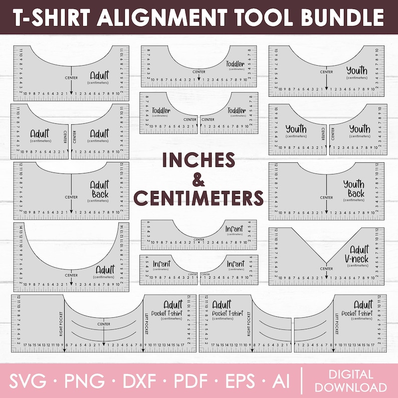 T-shirt Alignment Tool Svg, T-shirt Ruler Svg, T-shirt Placement Guide ...