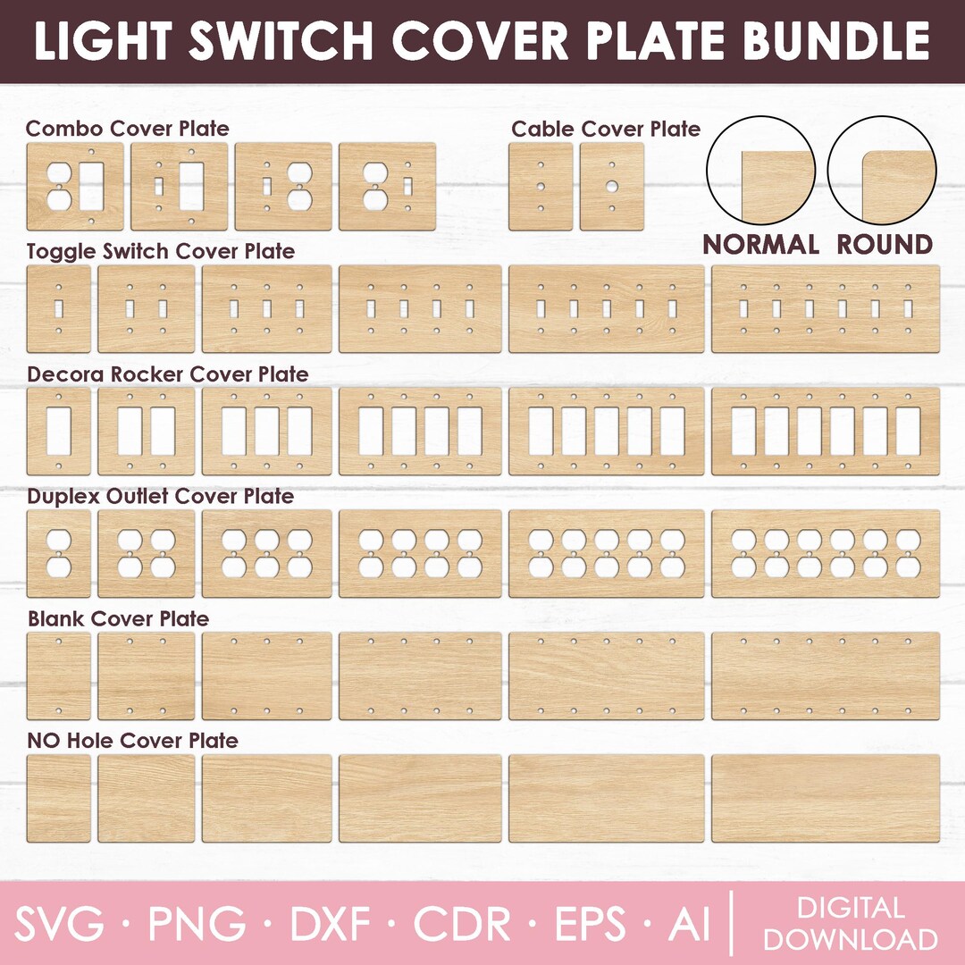 Light Switch Cover Plate Bundle, Light Switch Plate Cover Svg, Wall ...