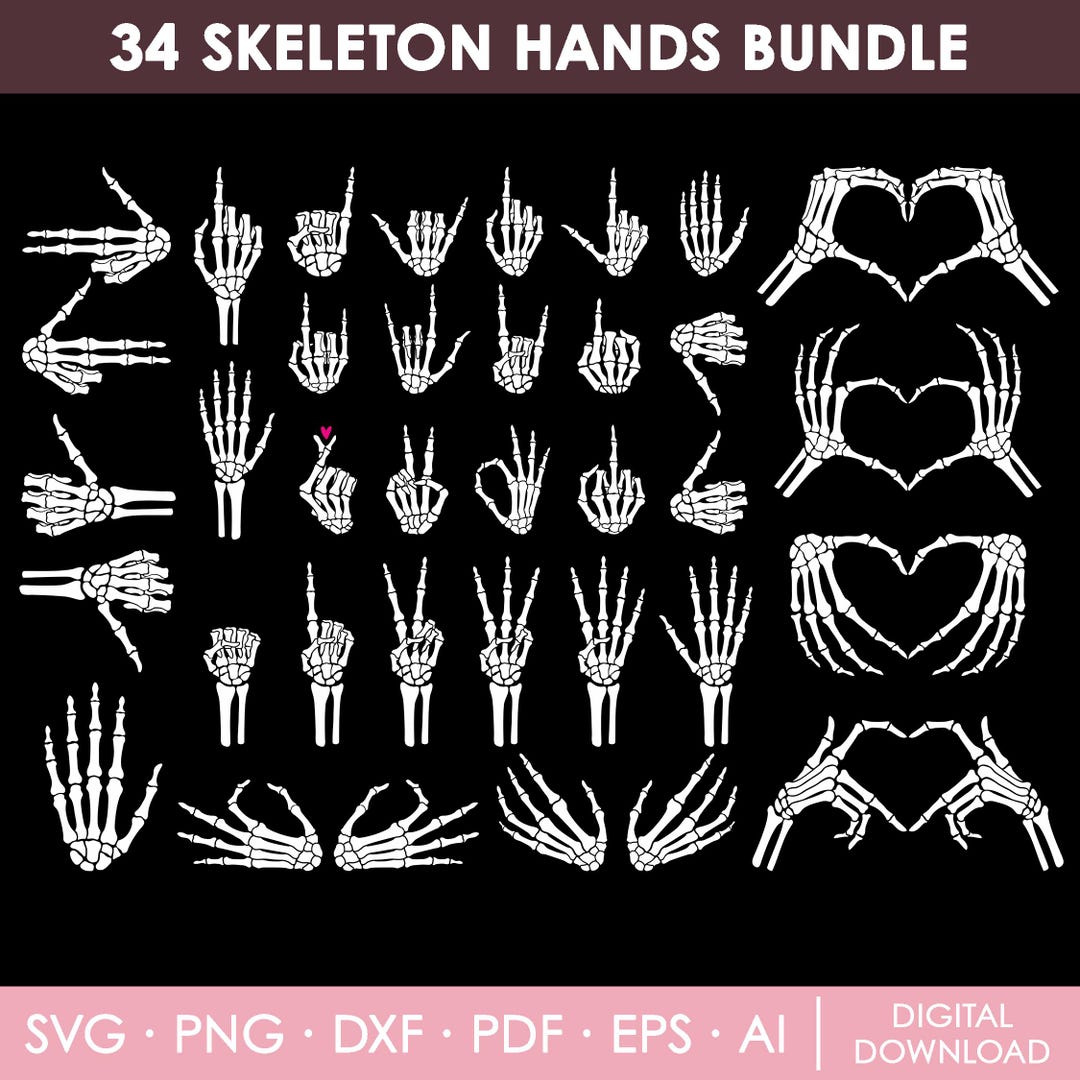 Skeleton Hands Svg Bundle, Skeleton Svg, Skull Skeleton Hand Halloween ...