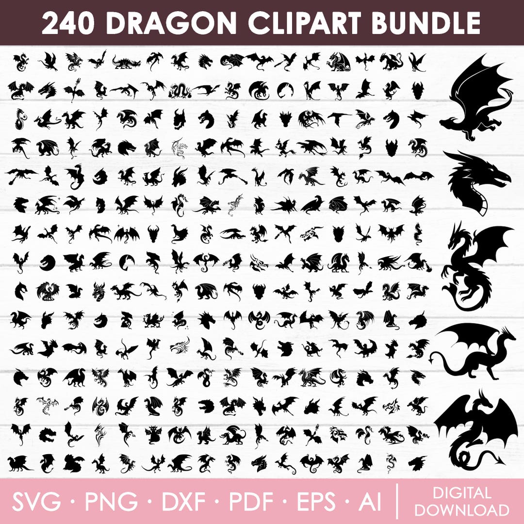 Dragon Svg Bundle, Medieval Svg, Fire Dragon Svg, Witchcraft Svg ...