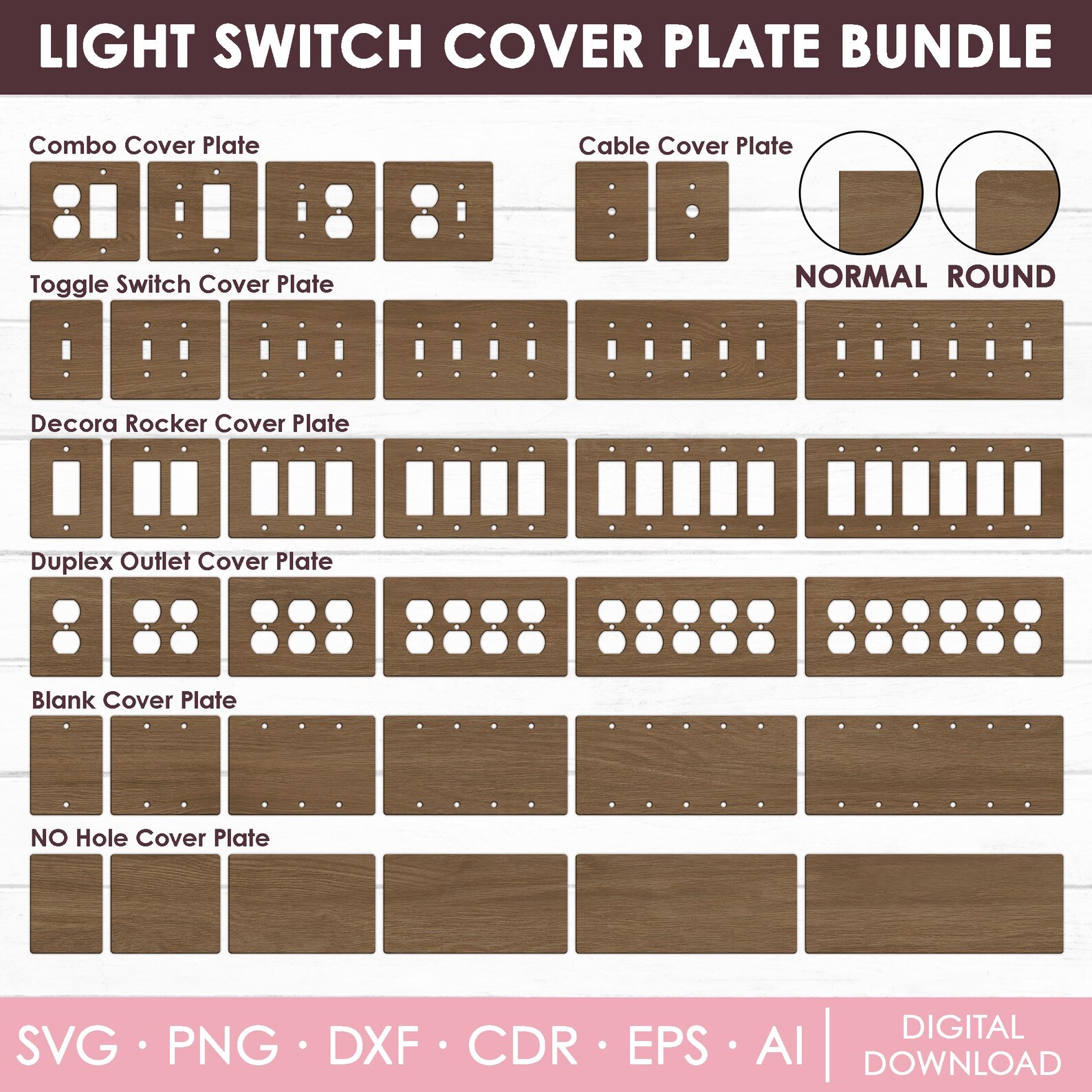 Light Switch Cover Plate Bundle, Light Switch Plate Cover Svg, Wall ...