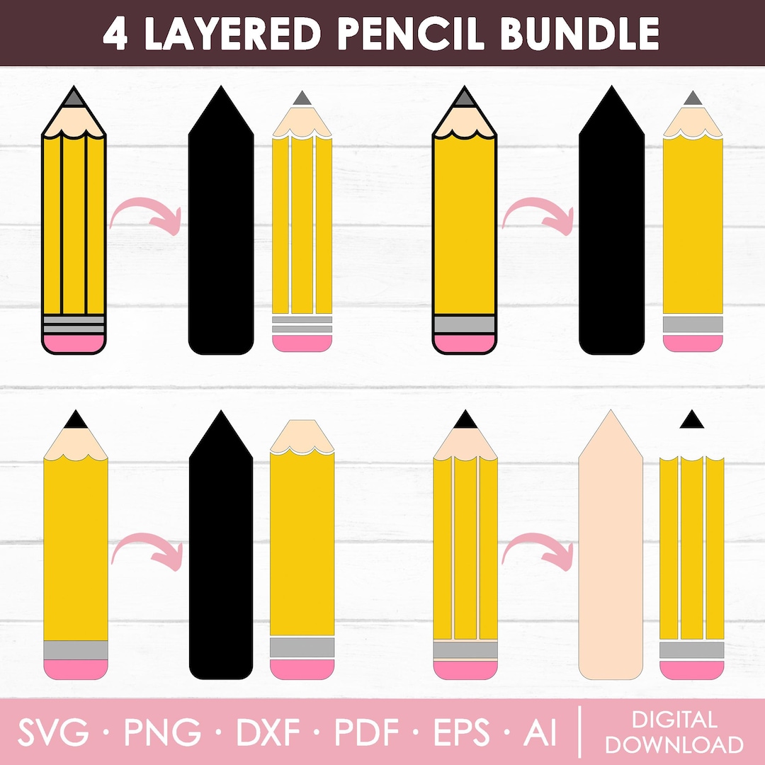 Layered Pencil Svg, Pencil Svg, School Svg, Teacher Gifts Svg, Back to ...