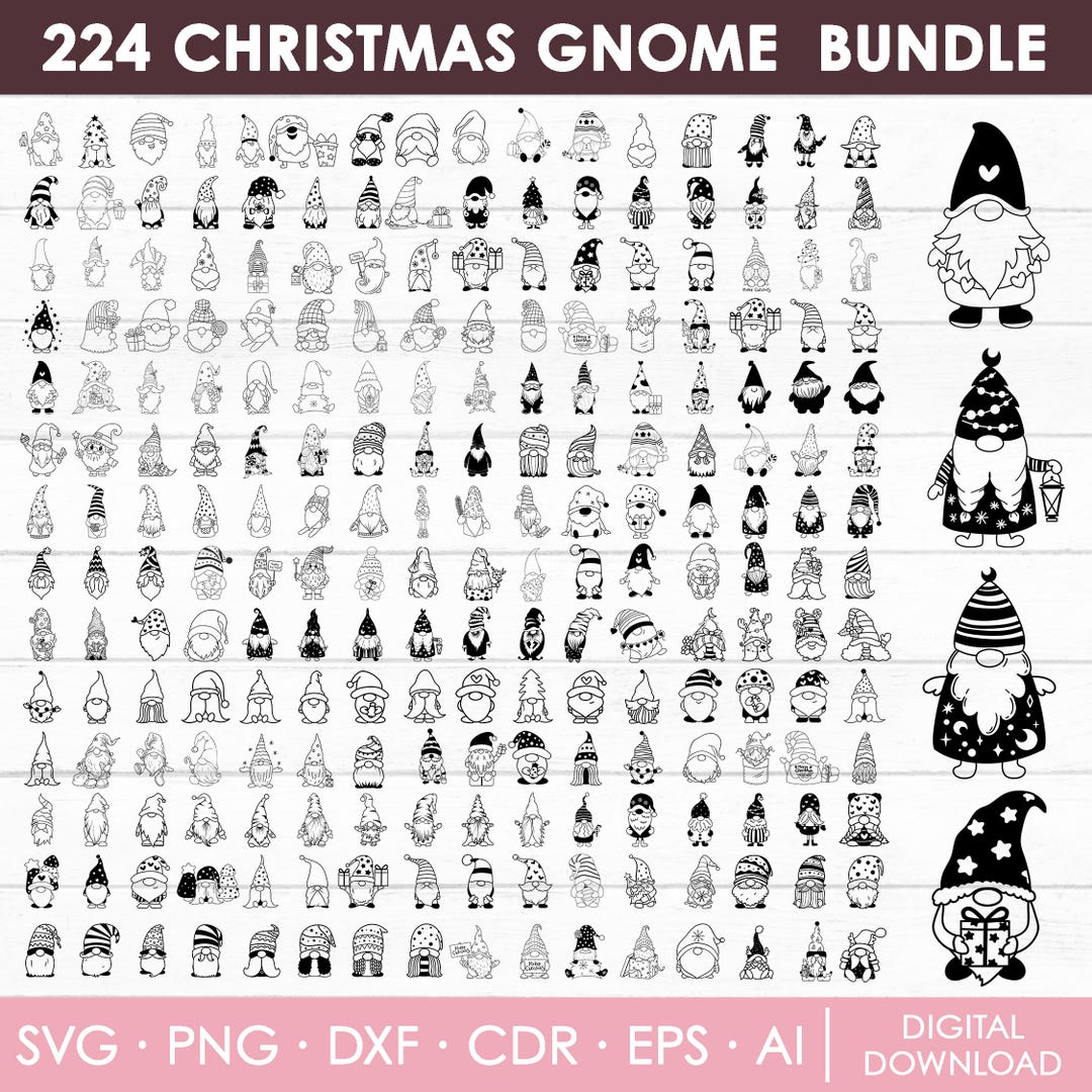 Christmas Gnome Svg Bundle, Gnome Clipart, Gnome Silhouette Svg, Gnomes ...