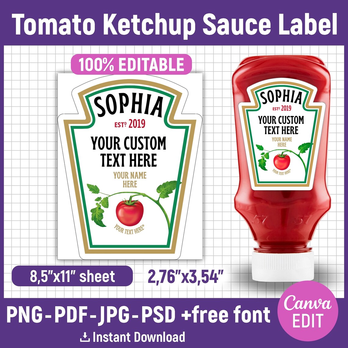 Personalized Tomato Ketchup Sauce Label Sticker Novelty - Etsy
