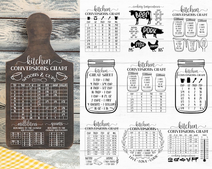 Kitchen Conversion Chart Svg, Decorative Kitchen Conversion, Kitchen ...