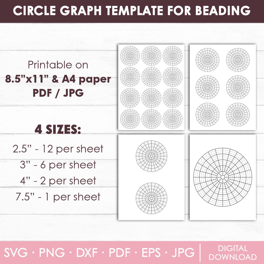 Circle Graph Template, Bead Graph Paper, Beading Pattern, Polar Graph ...