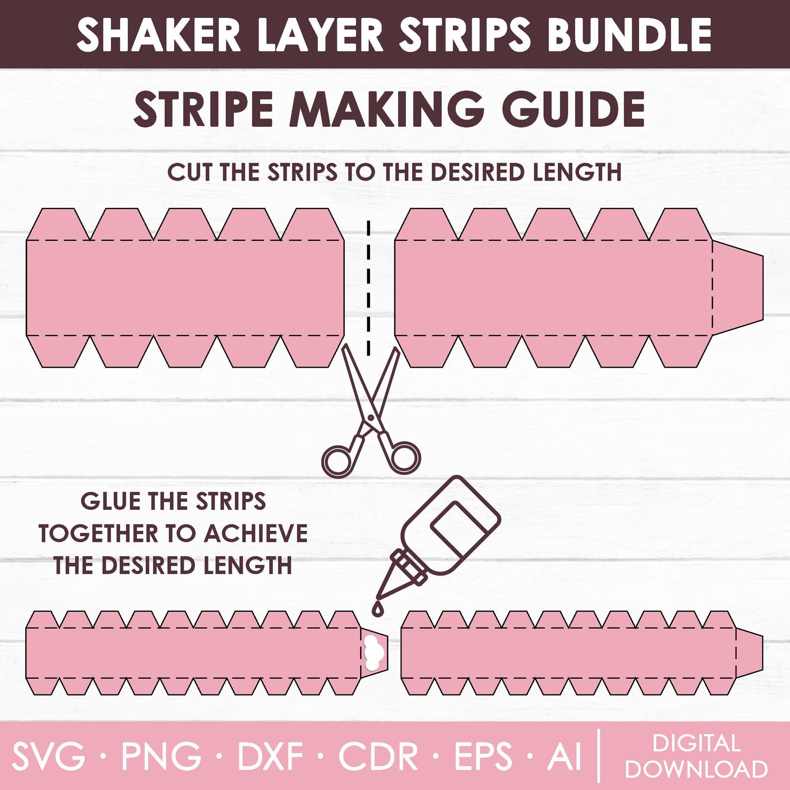 Shaker Layer Strips Bundle, Shaker Layer Strip for Cake Topper, Strips ...