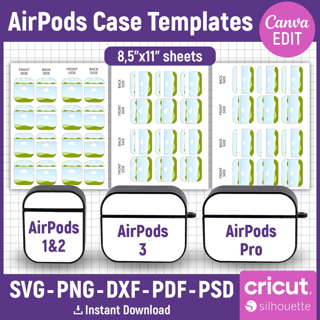AirPod Case Blank Template Bundle, AirPod 1/2 Case, AirPod 3 Case ...