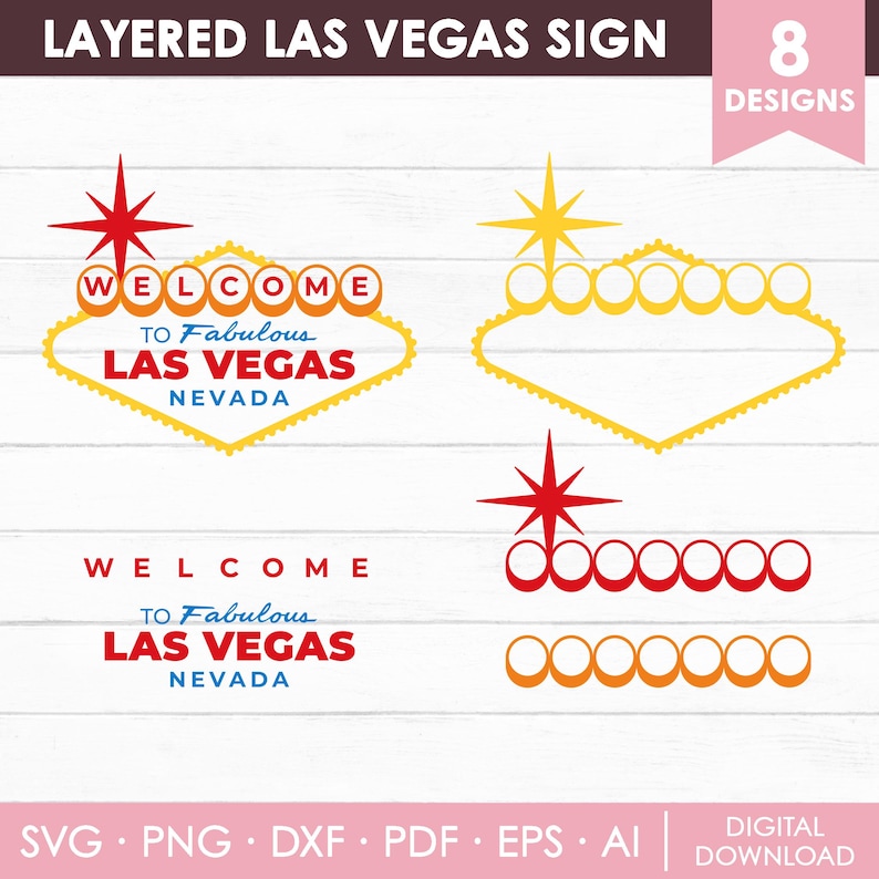 Las Vegas Sign Bundle Svg, Las Vegas Svg, Cut Files, Transparent ...