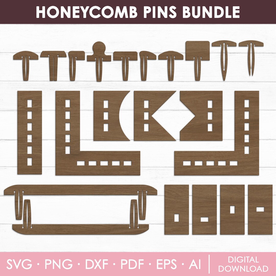 Honeycomb Pins Bundle, Honeycomb Pins Svg, Crumb Tray Pin, Laser Cut ...