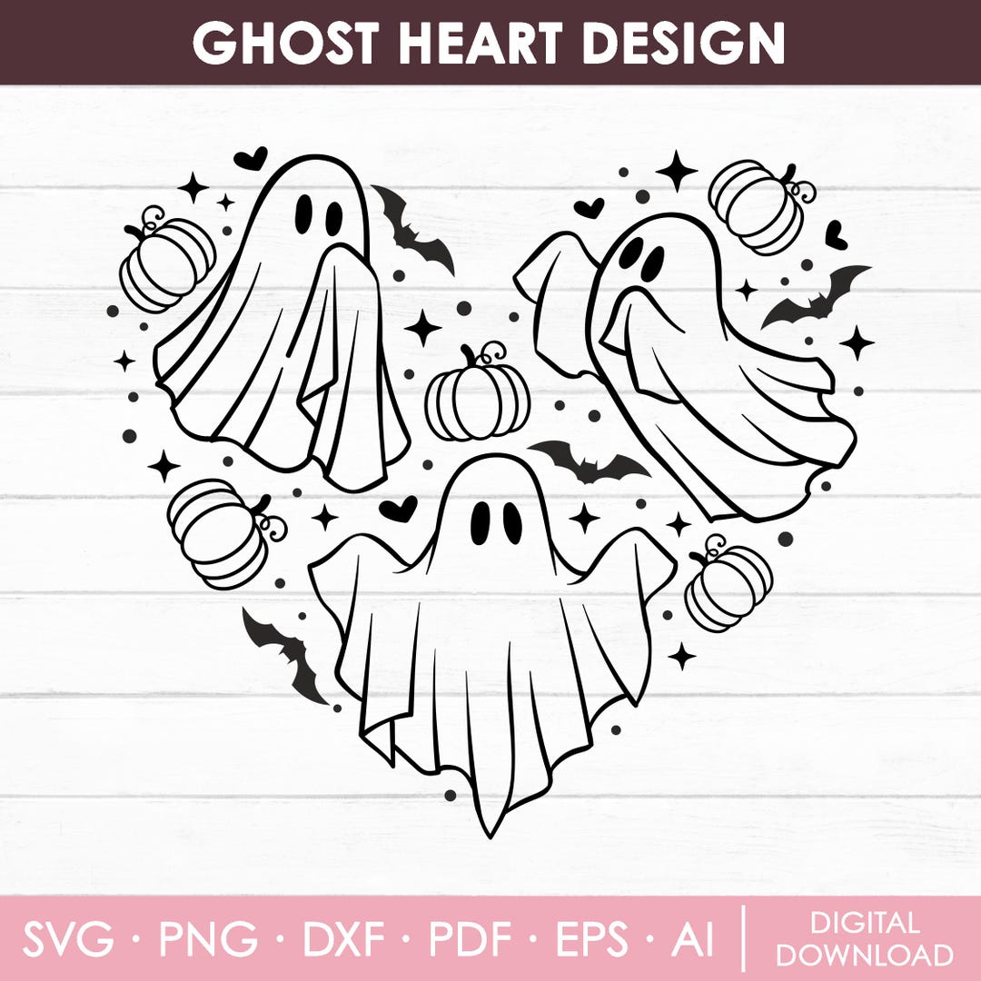 Ghost Heart Svg, Halloween Heart Svg, Halloween Svg, Halloween Love Svg ...