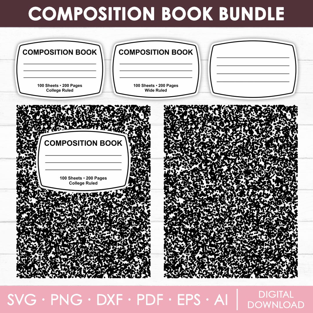 Composition Book Svg, Composition Book Cover, Notebook Template ...