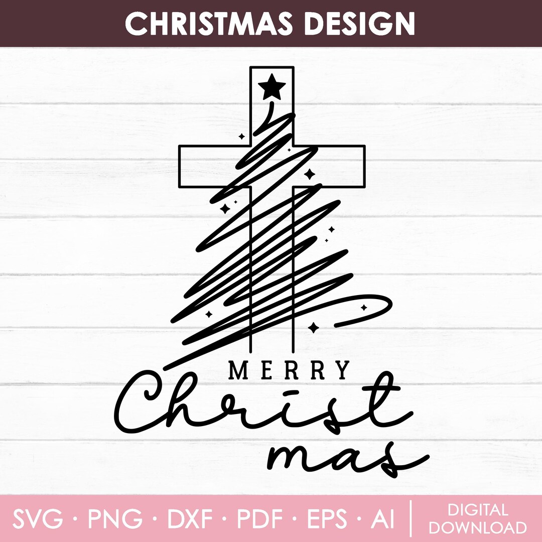 Christmas Tree Svg, Jesus Cross Svg, Christian Christmas Svg, Jesus Svg ...