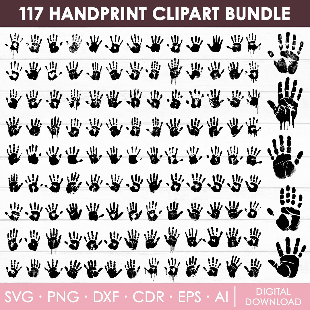 Handprint Svg Bundle, Hand Print Svg, Handprint Clipart, Handprint ...