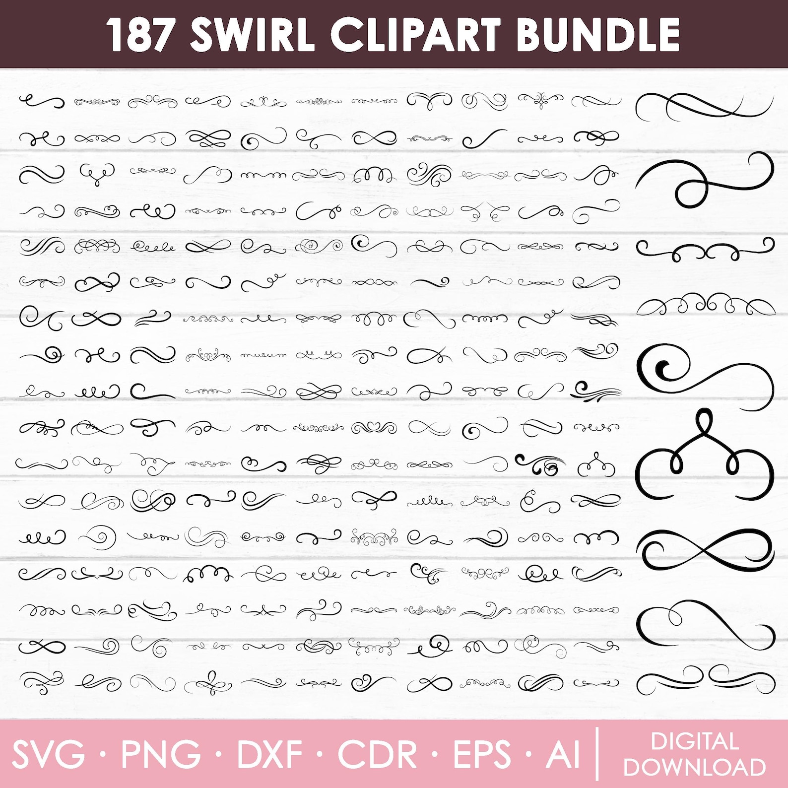 Swirl Svg, Decorative Elements Svg, Text Dividers, Flourish Svg, Swoosh ...