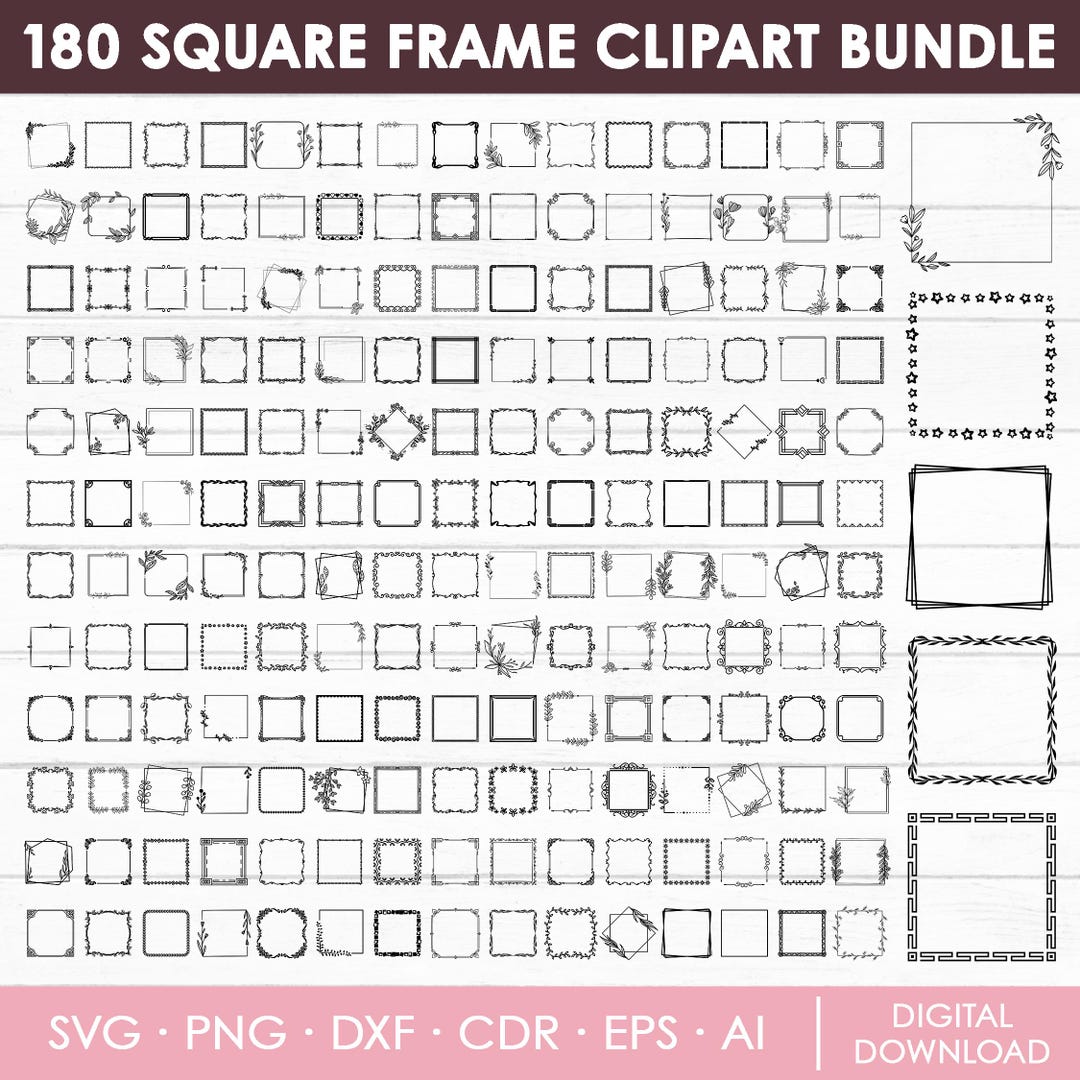 Square Frame Svg Bundle, Double Square Frame Svg, Square Svg, Geometric ...