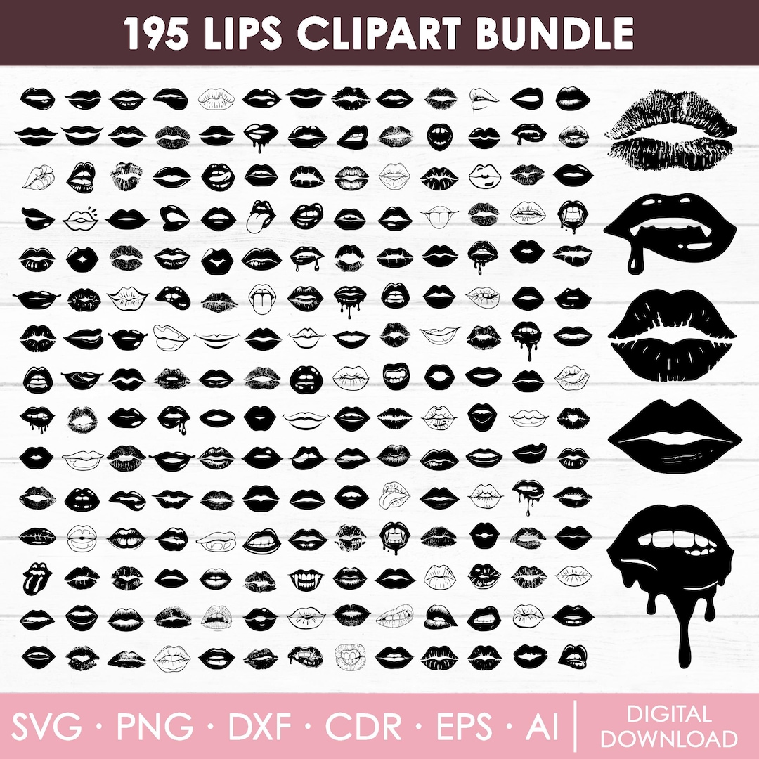 Lips Svg Bundle, Kiss Svg, Lipstick Svg, Valentine's Day Svg, Lips ...