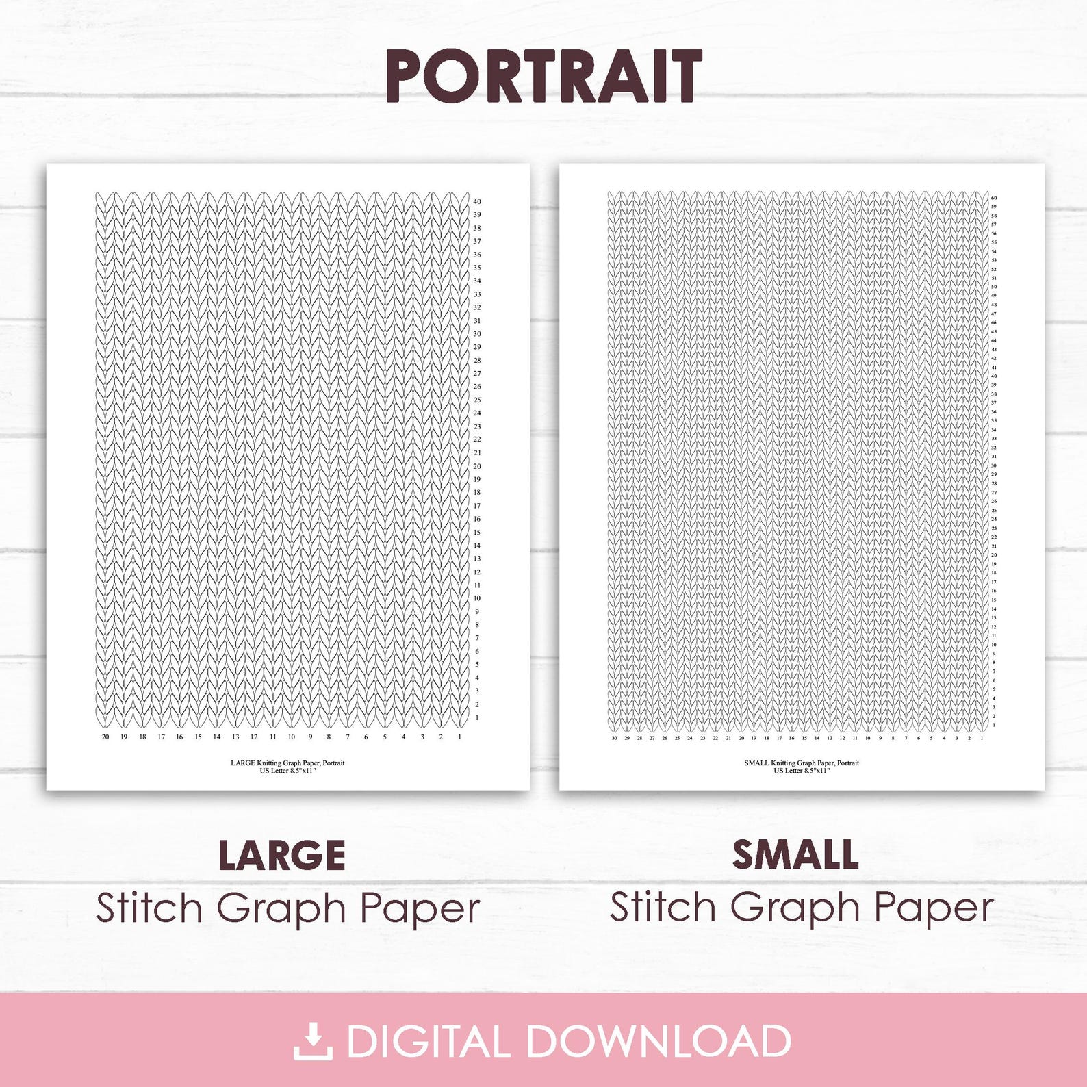 Knit Stitch Graph Paper, Knitting Graph Paper, US Letter, A4, Small ...