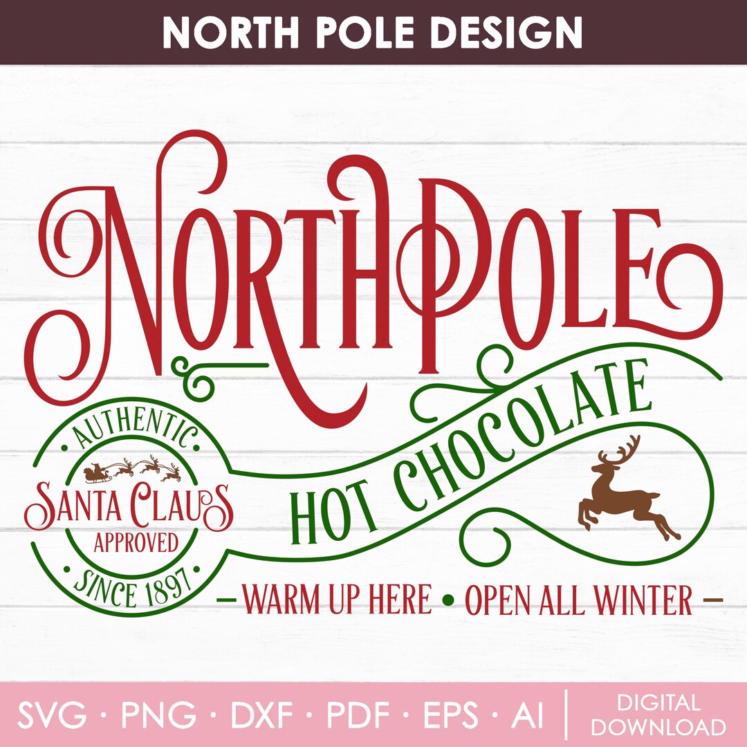 Chocolat chaud au pôle Nord, Svg Noël, Svg pôle Nord, Svg approuvé père ...