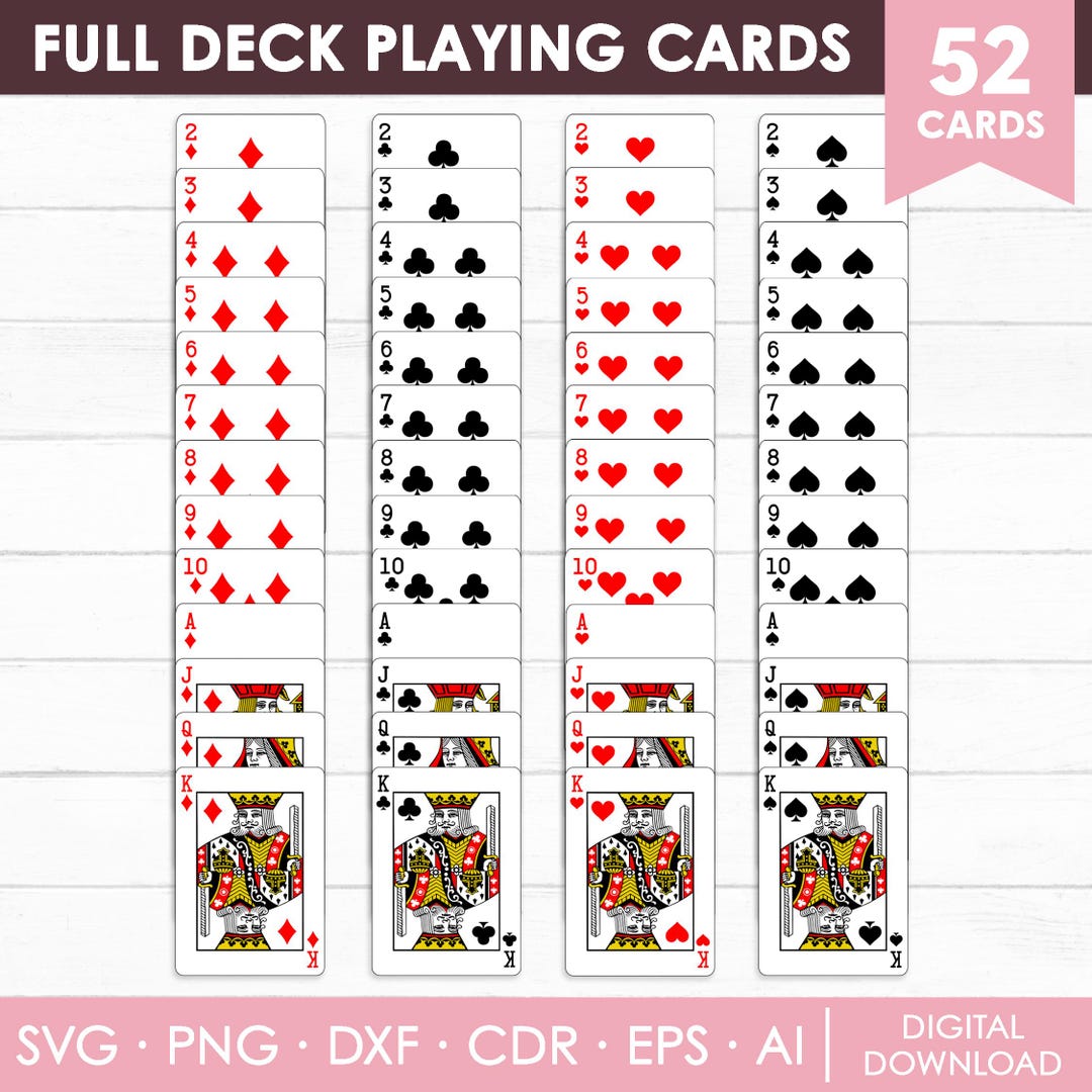 Playing Cards Svg, Full Deck Playing Cards, Playing Cards Svg, Card ...