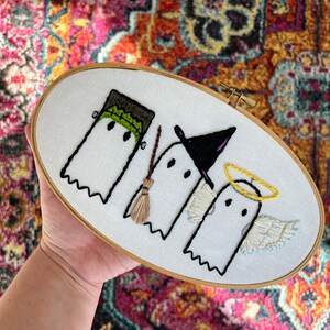Halloween Hand Embroidery - Frankenstein, Witch, and Angel - Etsy