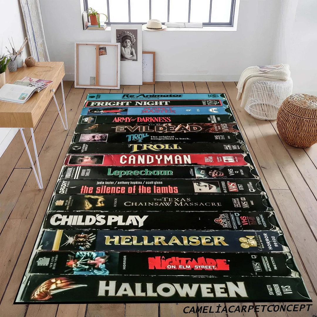 Vhs Case Rug Vhs Case Themed Horror Movie Room Rug Nostalgic - Etsy
