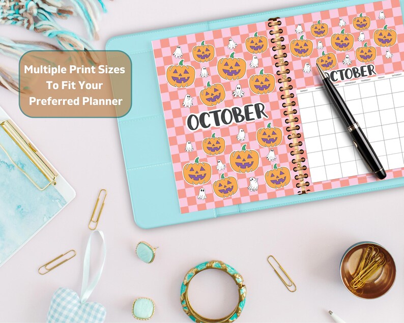 October Monthly Calendar & Cover Page: A5/A4 Planner Inserts ...