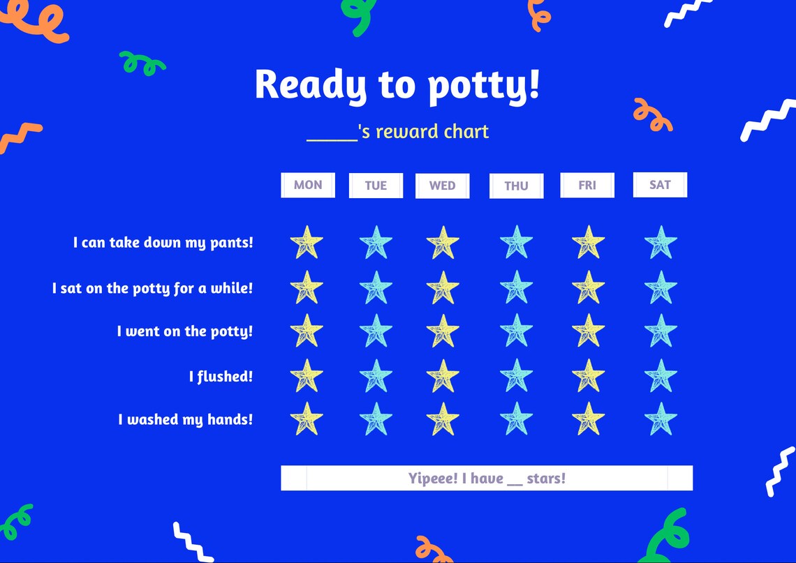 Boy Potty Training Reward Chart for Moms A4 Printable Homeschooling ...