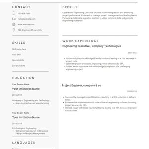 Resume - Minimalist White and Grey Professional Resume Template - Etsy