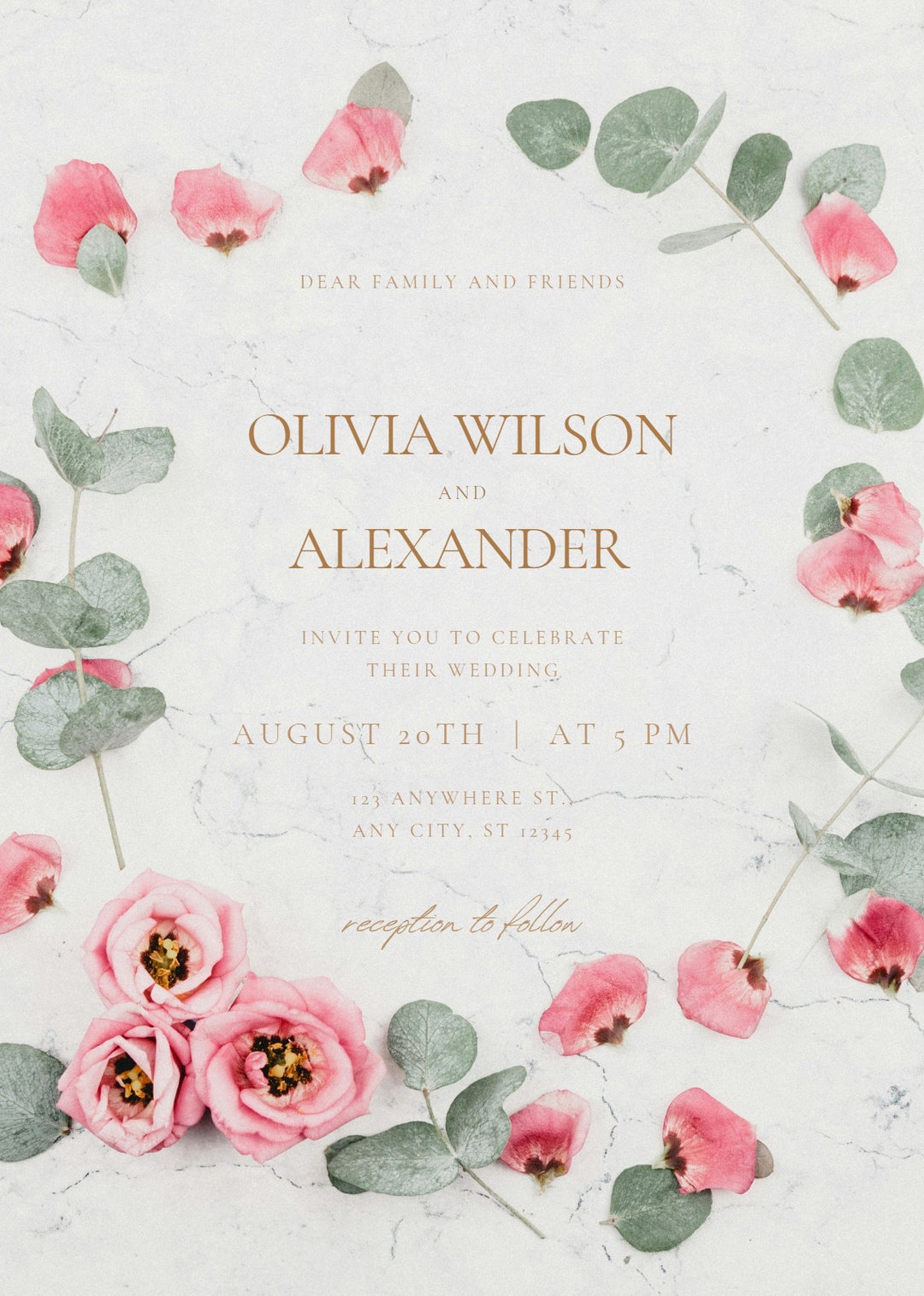 Wedding Invitation - Pink Flower Ring Boarder Template - Etsy